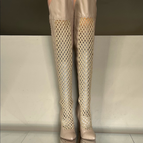 Emily B | Shoes | Emily B Leather Crochet Thigh High Boots | Poshmark